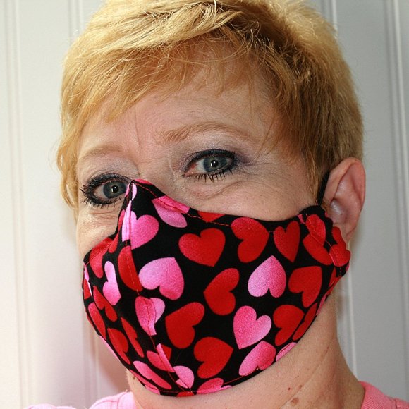 Hand Crafted | Accessories | Handmade Cloth Black Red Hearts Face Mask ...